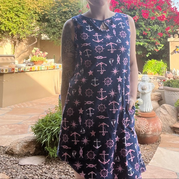 Quacker Factory | Dresses | Quaker Favorite Pink And Blue Anchor Dress ...